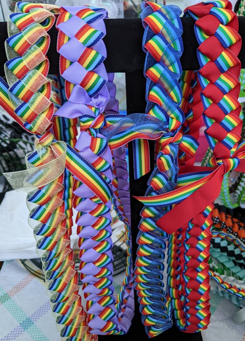 Graduation/pride Ribbon Lei- Rainbow (wide) - Etsy