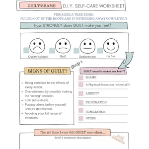 Guilt & Shame - Enhance Your Coping Skills, Journal Self-care Worksheet ...