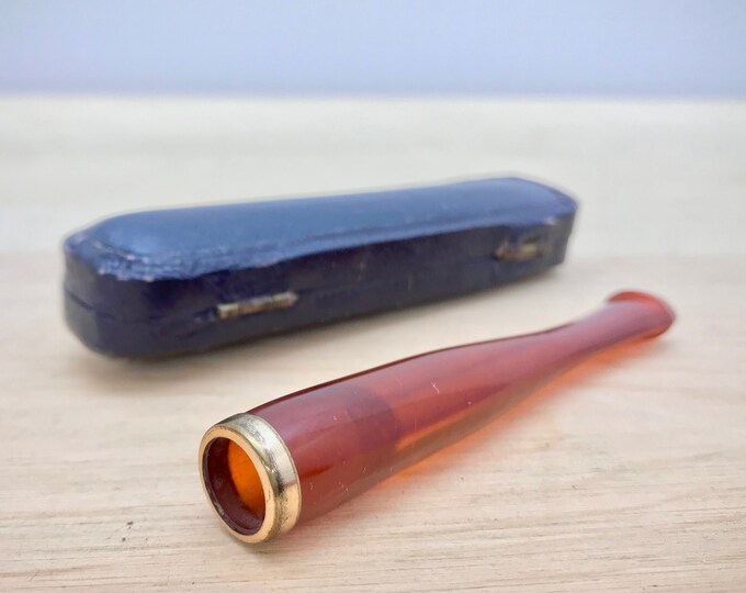 WDC Triangle Amber Cigarette Holder, Gold Collar, With Case - Etsy