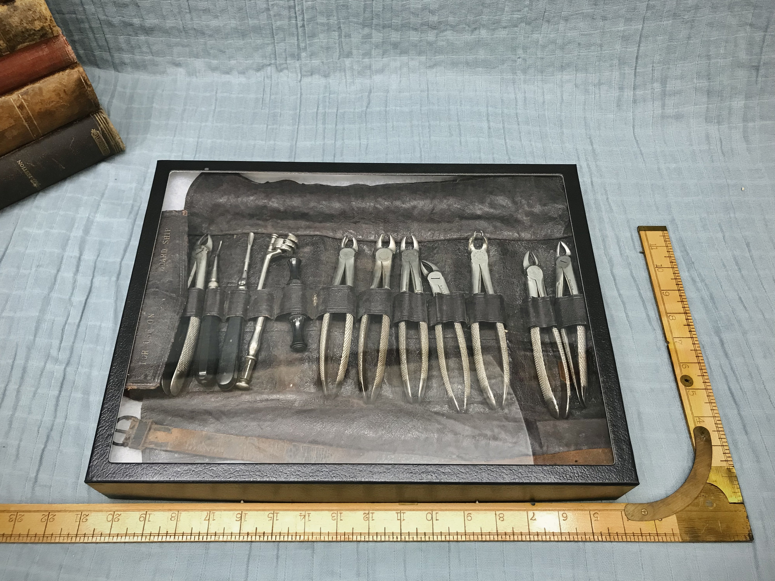 Marine Dental Tool Set W/ Original Leather Roll, Cased Set, Rare Dental ...