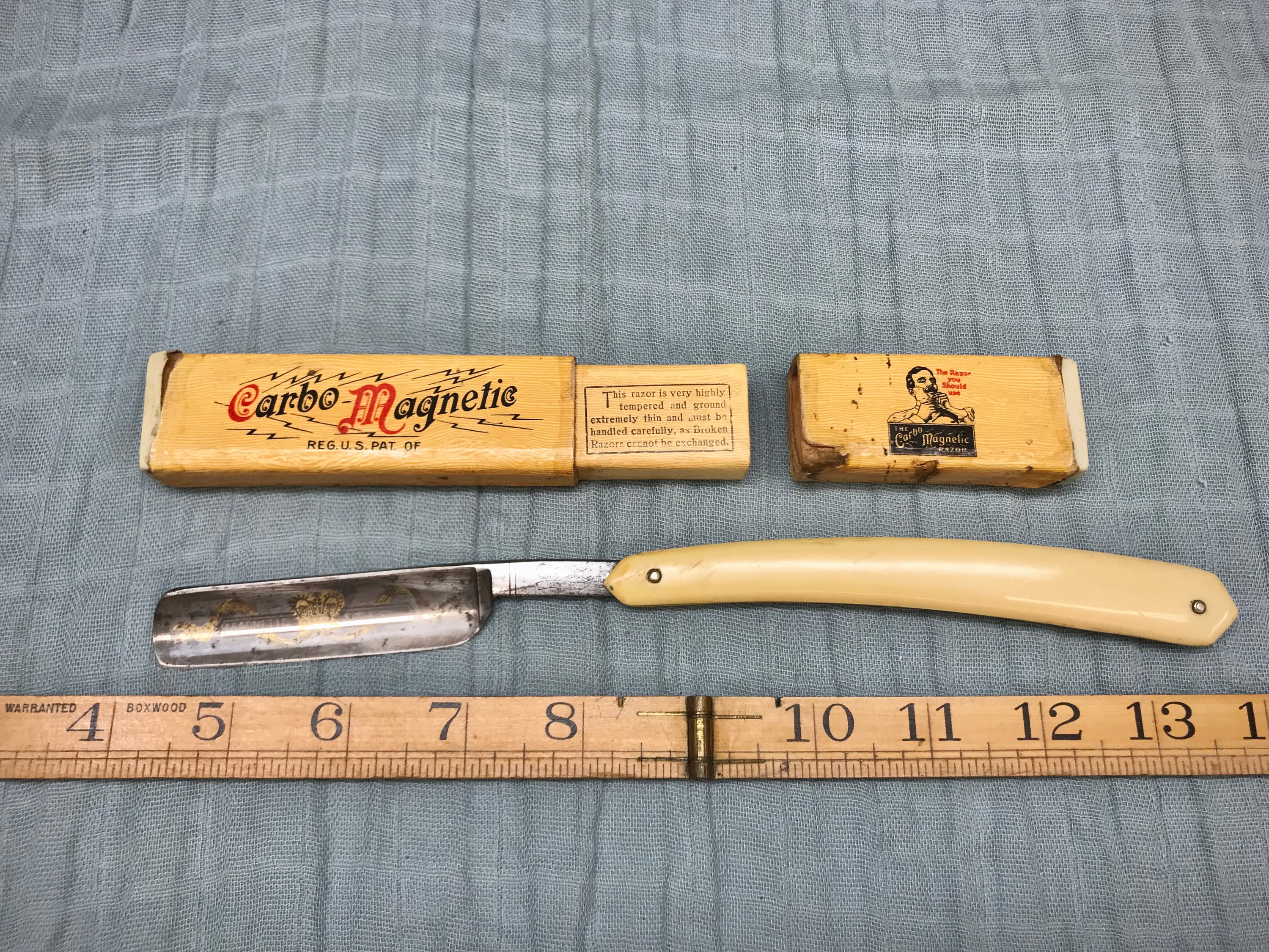 Carbo Magnetic Razor W/ Case, Griffin XX Straight Razor, Antique ...