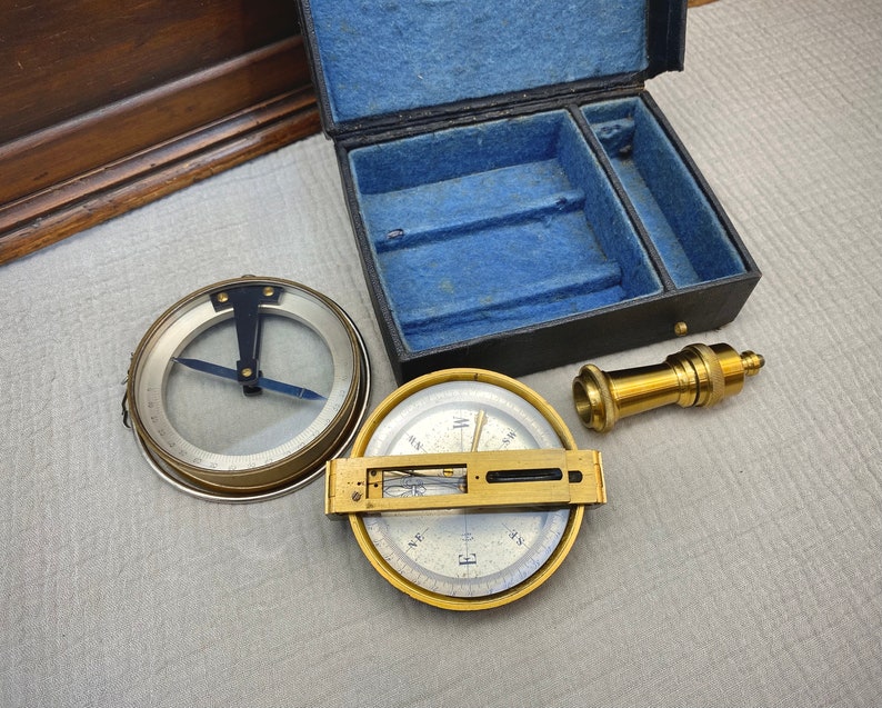 Pair of Prospecting Instruments, Antique Compass, Antique Dip Needle ...