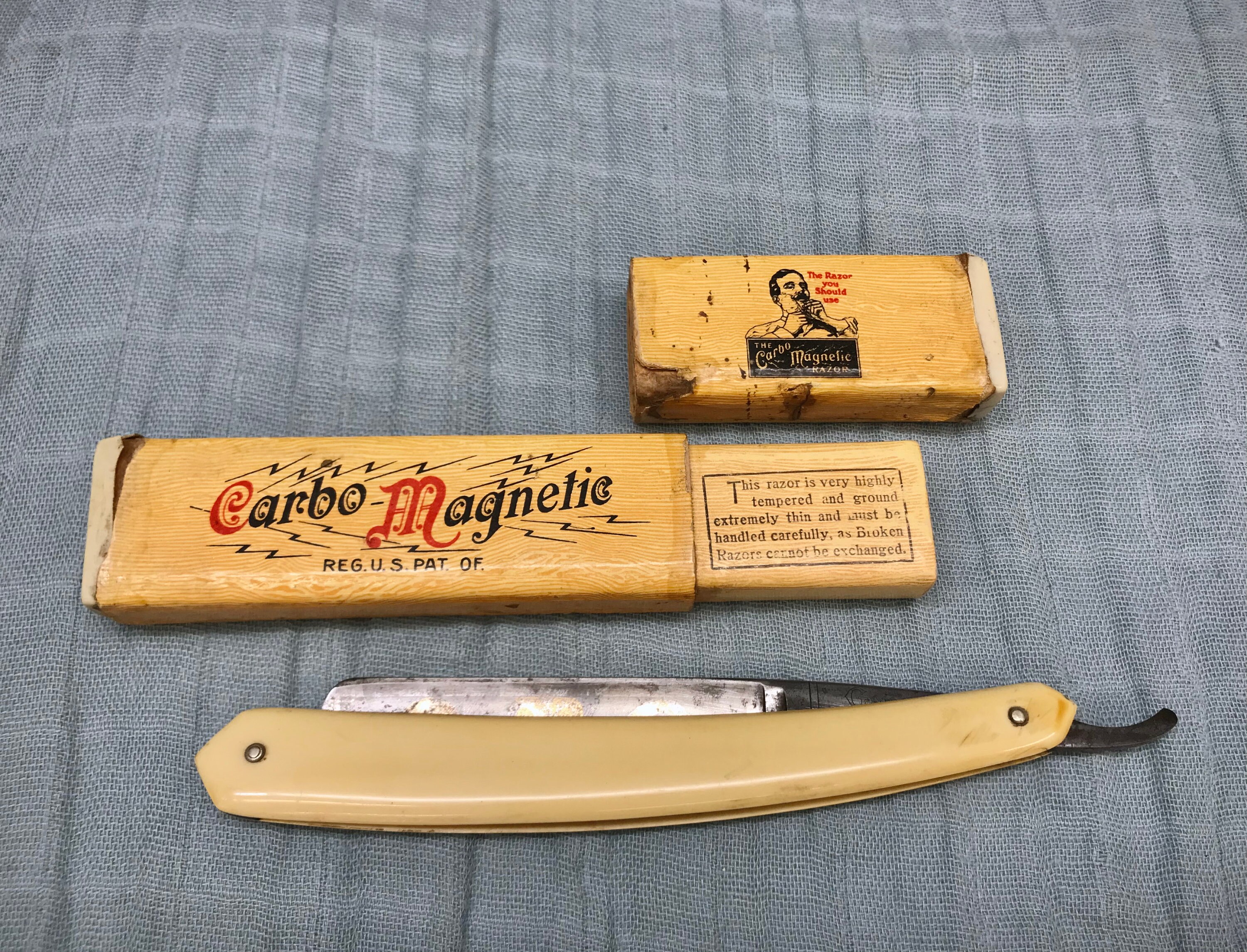 Carbo Magnetic Razor W/ Case, Griffin XX Straight Razor, Antique ...