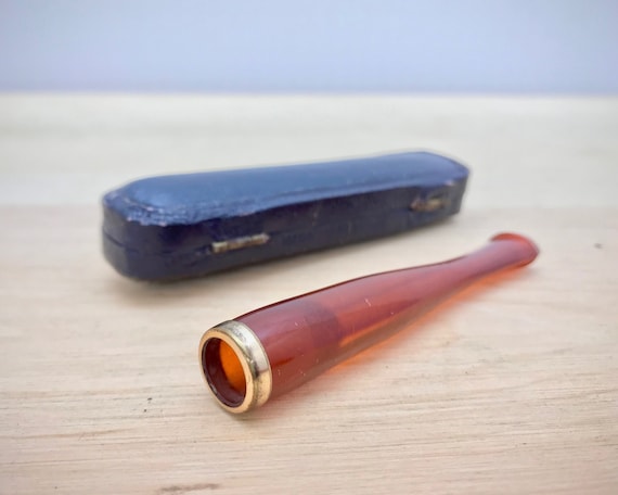WDC Triangle Amber Cigarette Holder Gold Collar With Case - Etsy