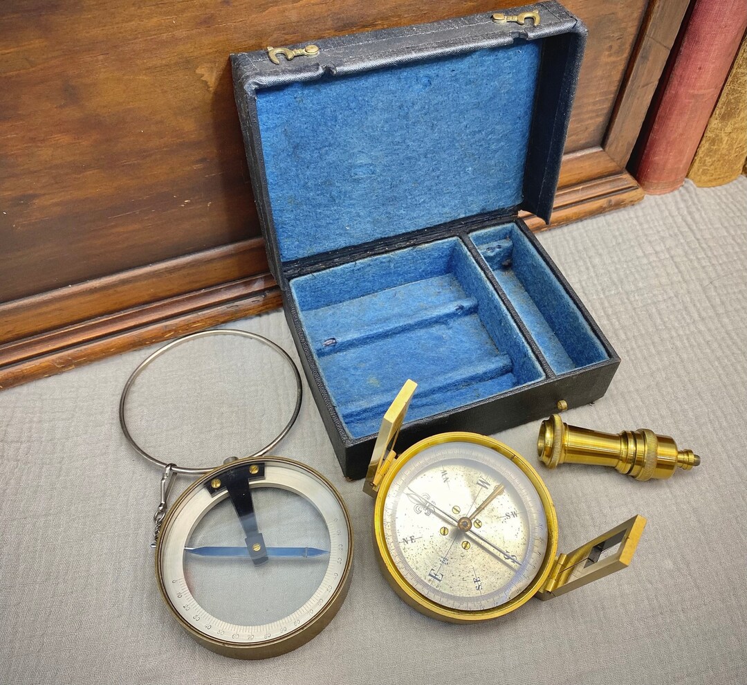 Pair of Prospecting Instruments, Antique Compass, Antique Dip Needle ...