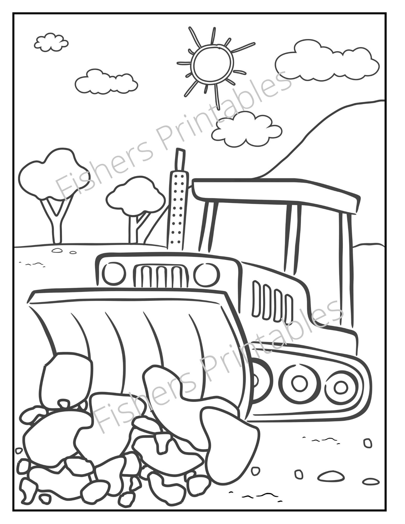 50 Construction Vehicles Coloring Pages for Kids, Homeschool Coloring ...