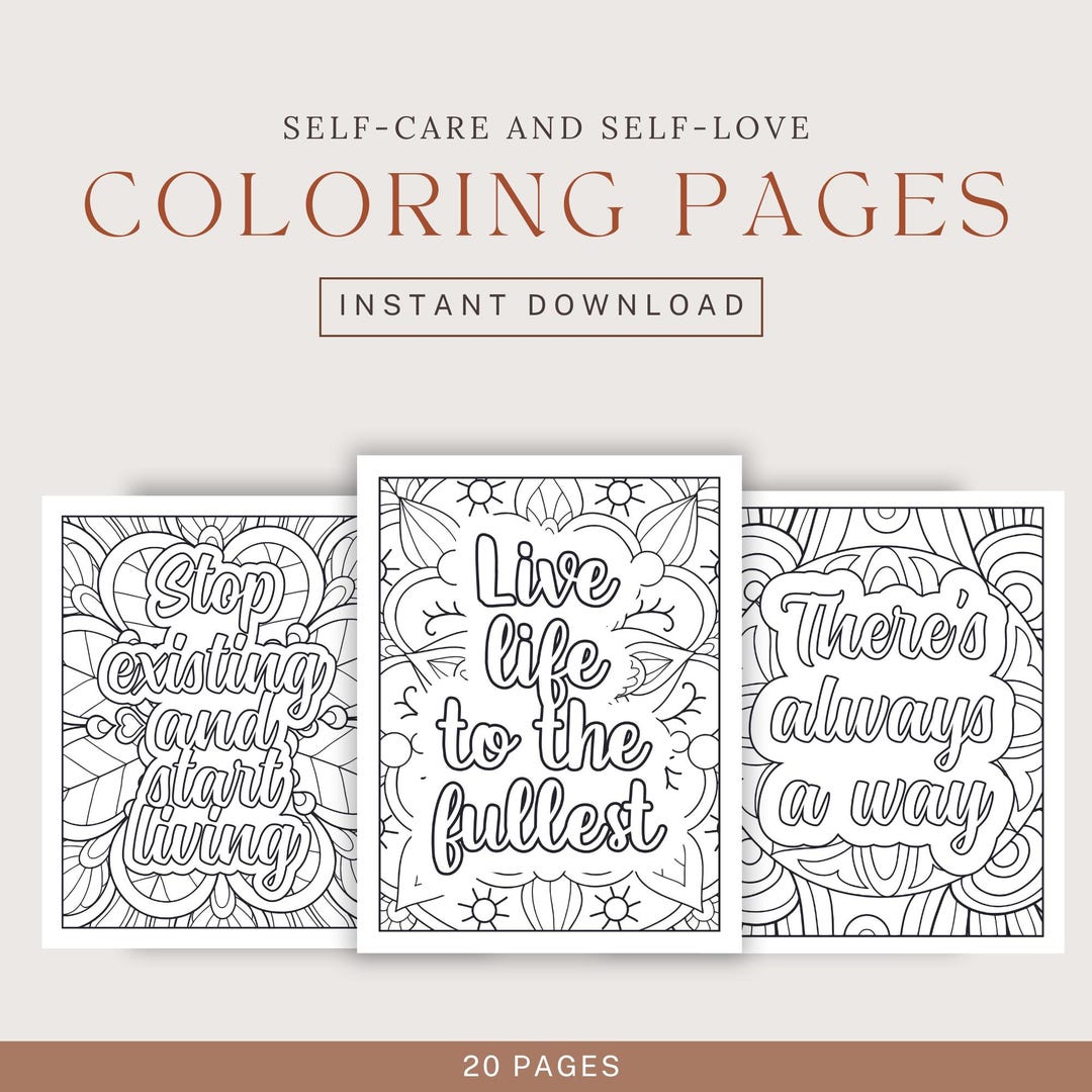 Self-care Mandala Coloring Pages, Positive, Motivational, Inspirational ...