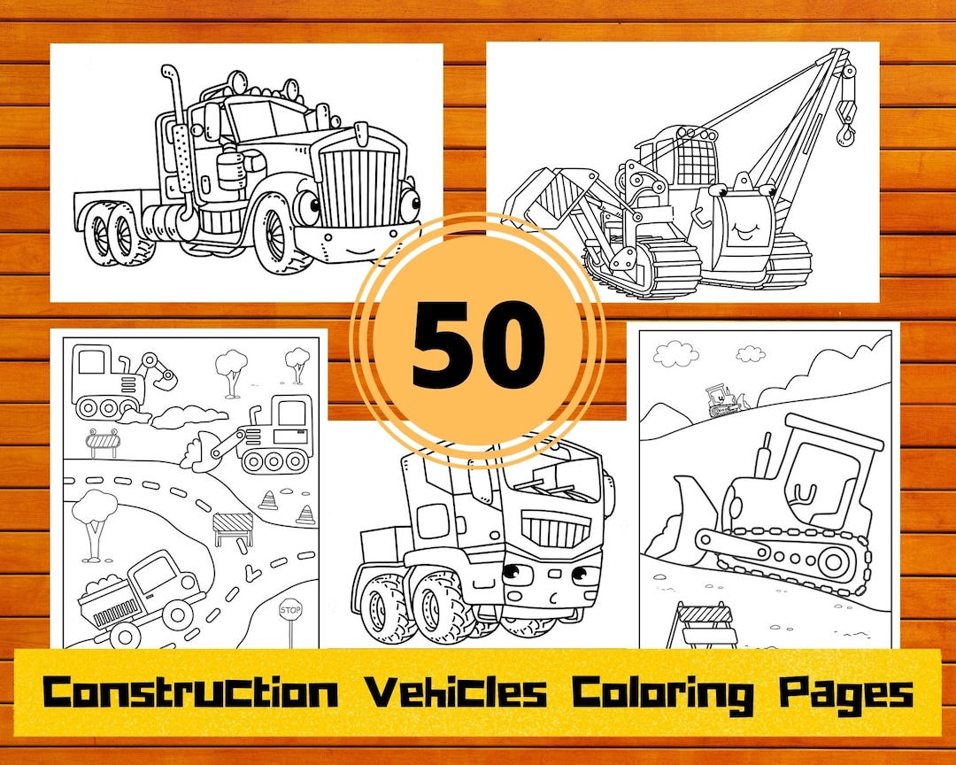 50 Construction Vehicles Coloring Pages for Kids Trucks, Bulldozers ...