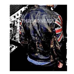 Men's Motorcycle Vintage Racer Union Jack Real Leather Distressed ...