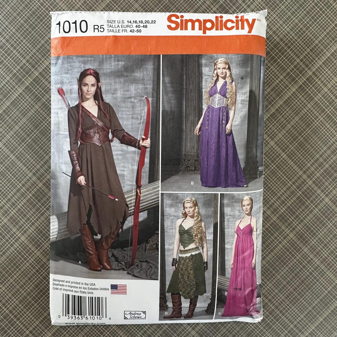 Simplicity Sewing Pattern 1010 Size 14,16,18,20,22 Misses' Medieval ...