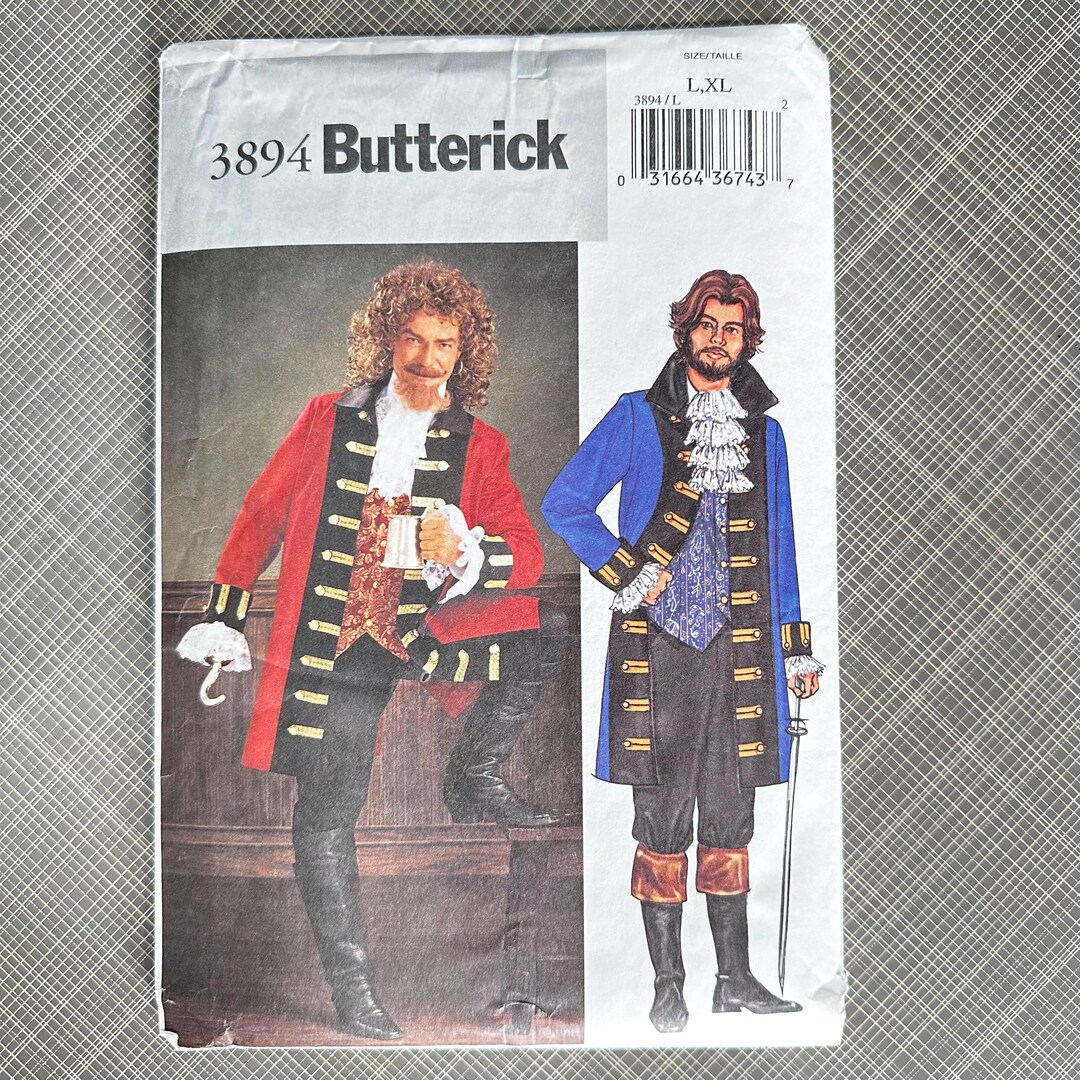 Butterick Sewing Pattern 3894 Halloween Costume Mens Pirate Captain ...
