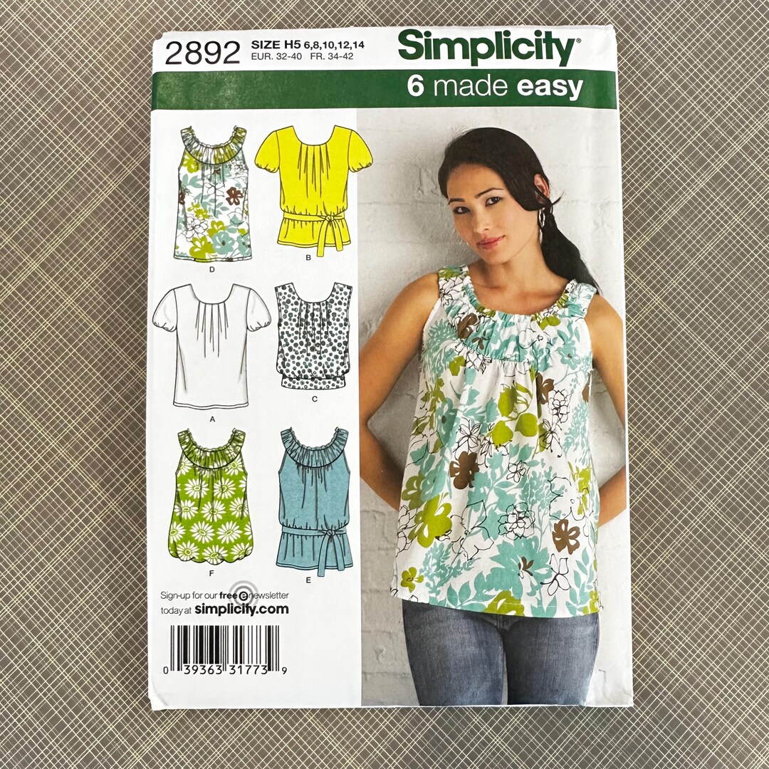 Simplicity 2892 Misses Tops and Tie Belt With Sleeve and Trim ...
