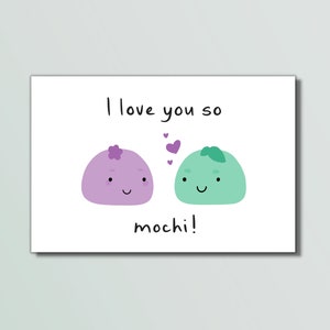 2 Printable I Love You so Mochi Cards, Anniversary Card, I Love You ...