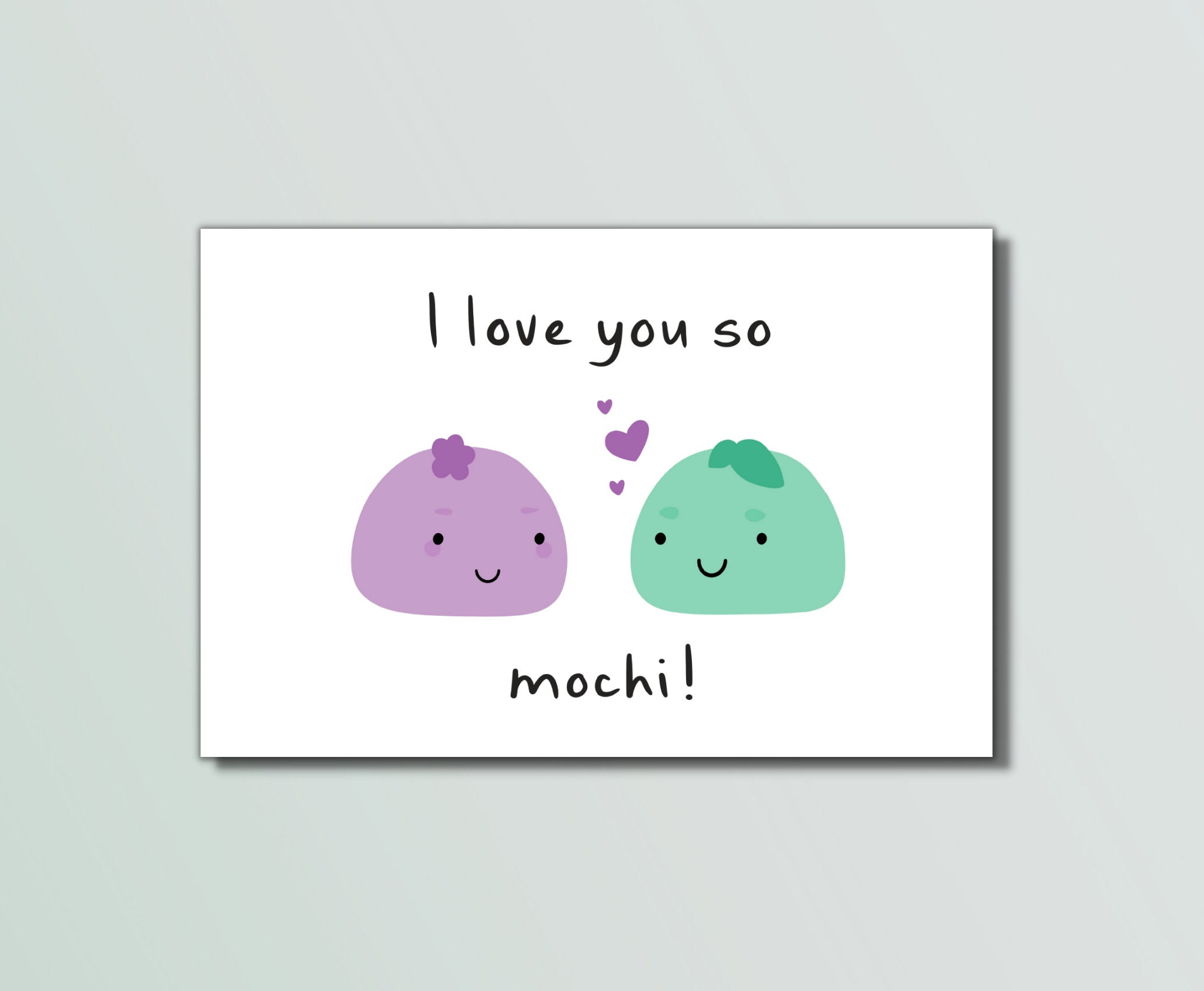 2 Printable I Love You so Mochi Cards, Anniversary Card, I Love You ...