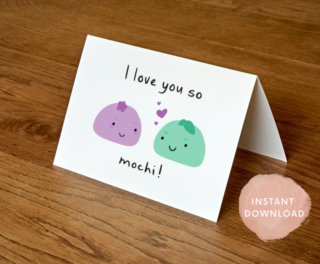 2 Printable I Love You so Mochi Cards Anniversary Card I - Etsy