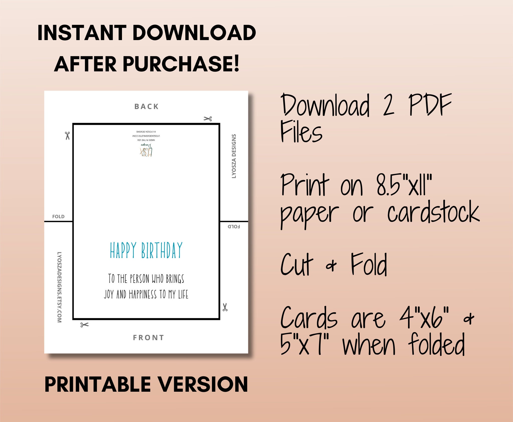 2 Printables Happy Birthday to the Person Who Brings Joy and Happiness ...