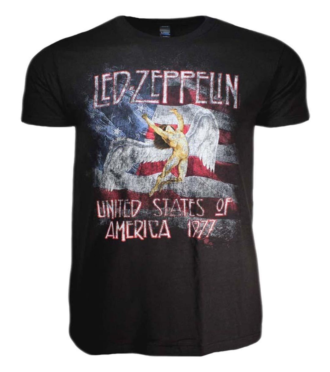 Led Zeppelin USA 77 With Flag T-shirt - Etsy