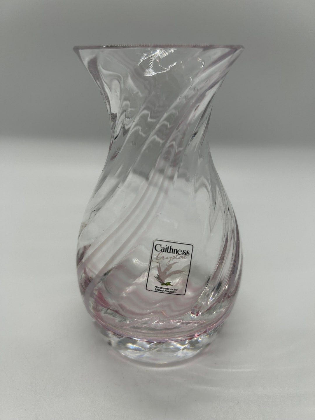 Vintage Caithness Glass Vase Clear Glass Swirl Pattern - Etsy