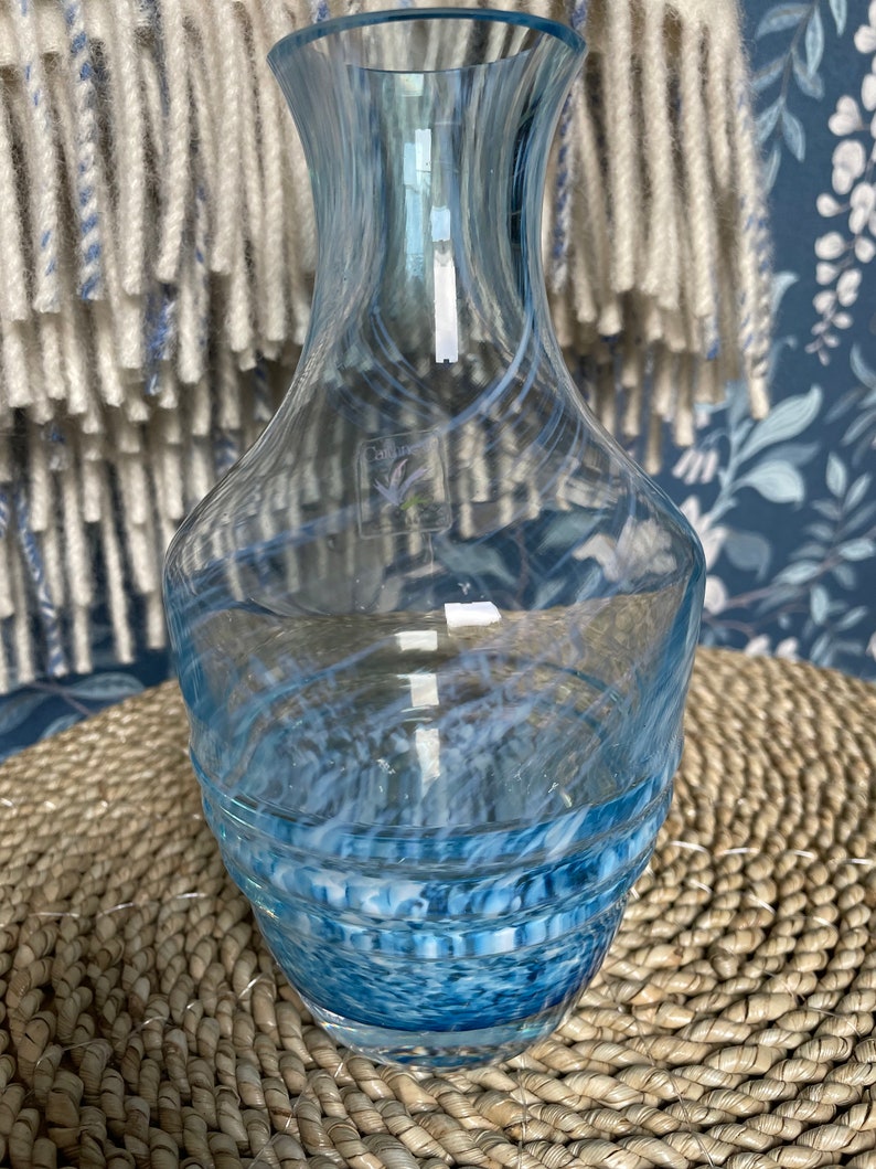 Vintage Caithness Glass Vase Blue Swirl Pattern - Etsy