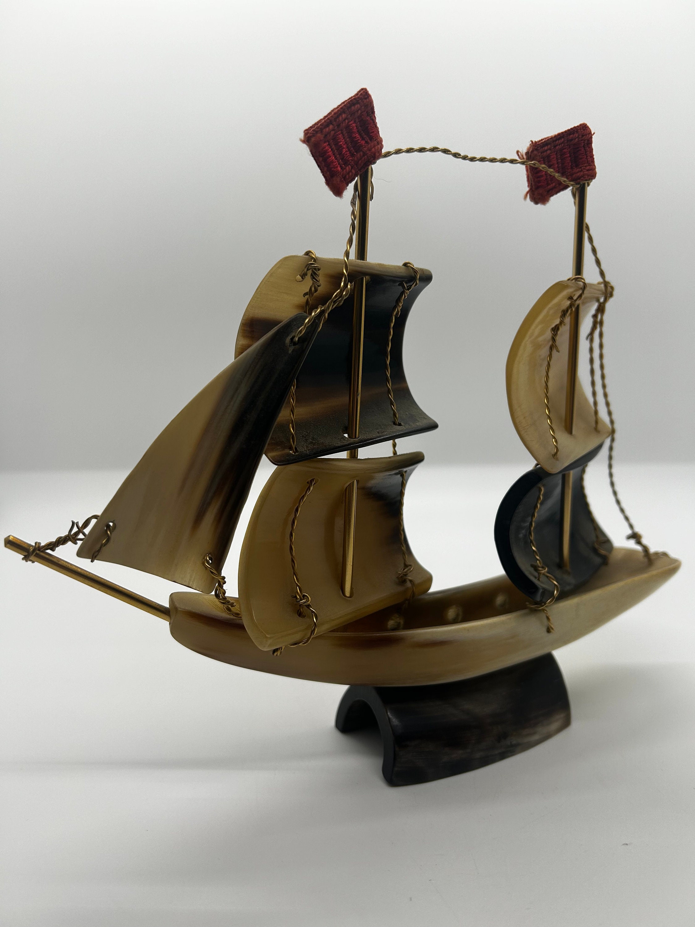 Vintage Model Sailing Ship Galleon Genuine Horn - Etsy