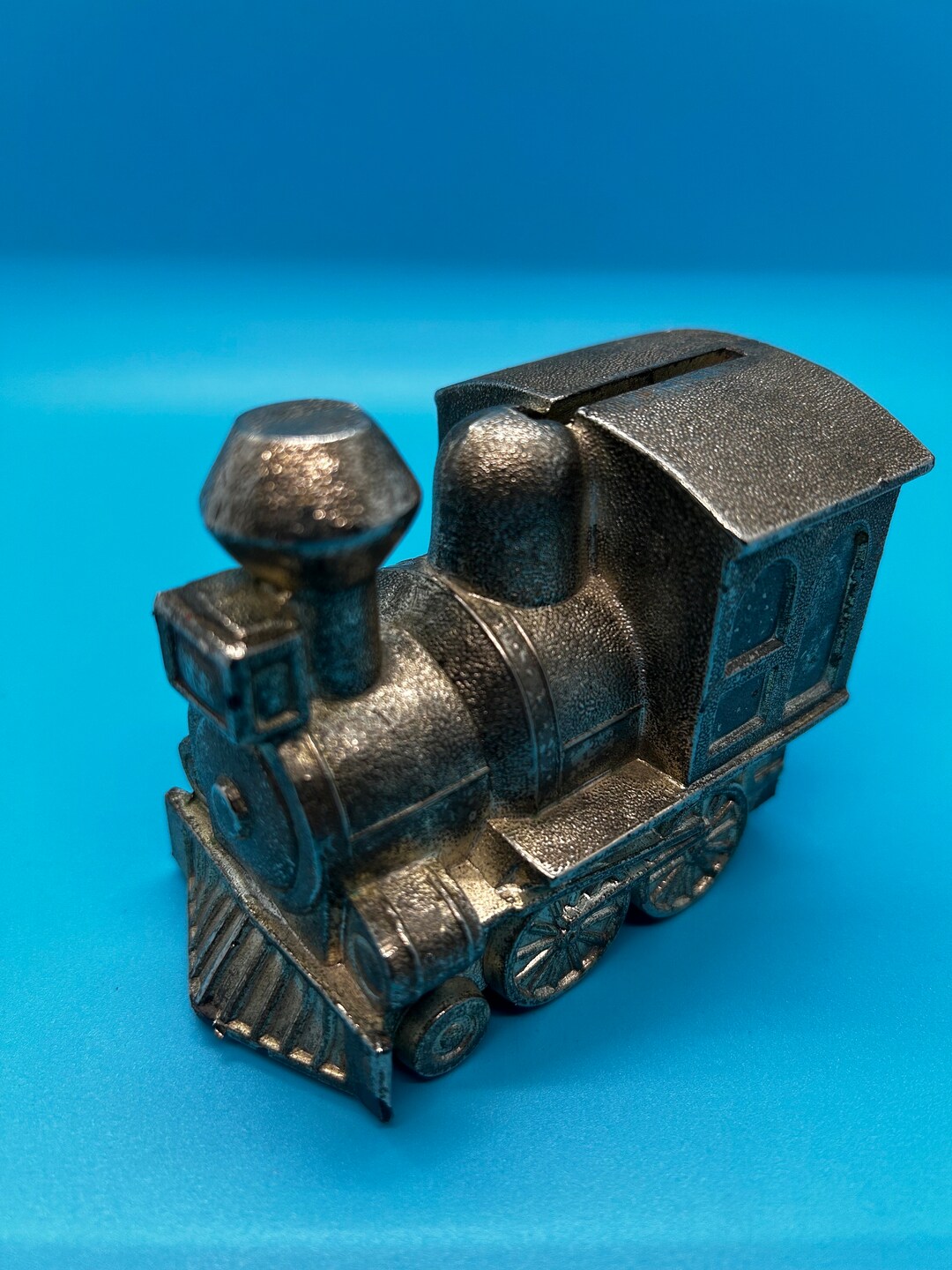 Vintage Metal Money Box Piggy Bank Steam Locomotive Engine Train Shaped ...