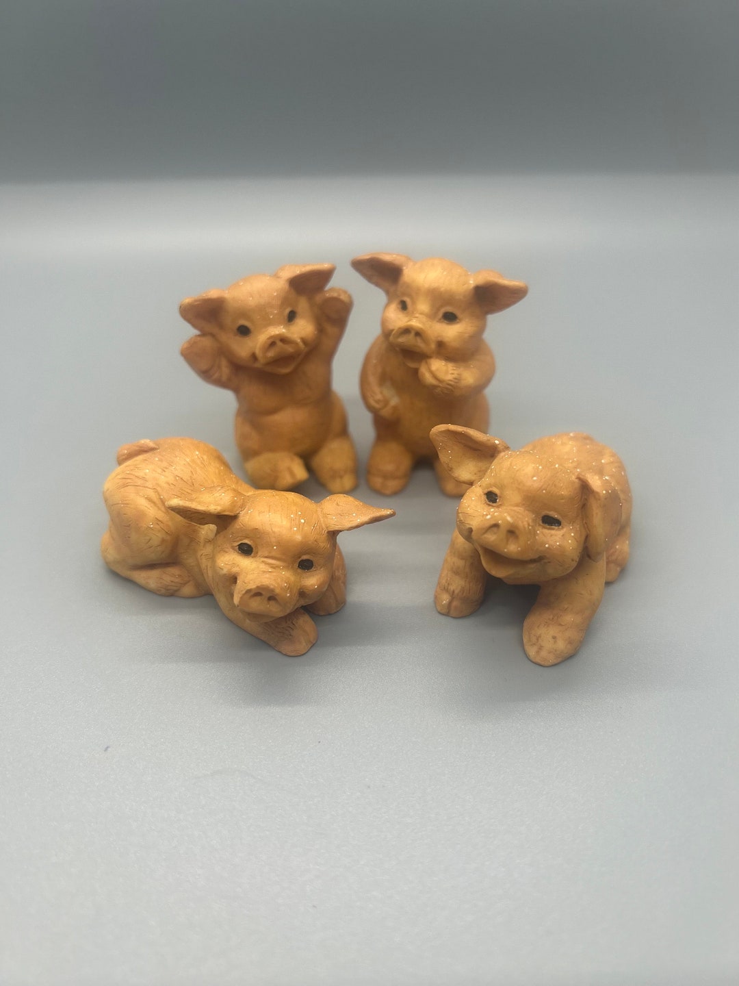 Vintage Resin Farmyard Pigs X 4 - Etsy