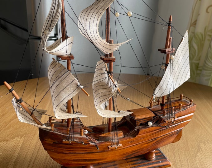 Wooden Ship Galleon Model With String Rigging and Fabric Sails - Etsy