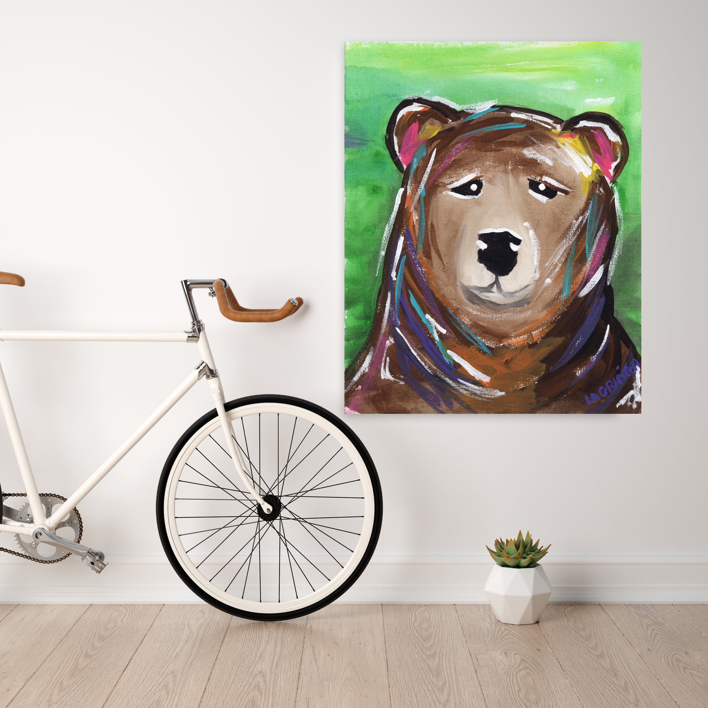 Printable Wall Decor, Digital Download Art Print, Barry the Bear, Cute ...