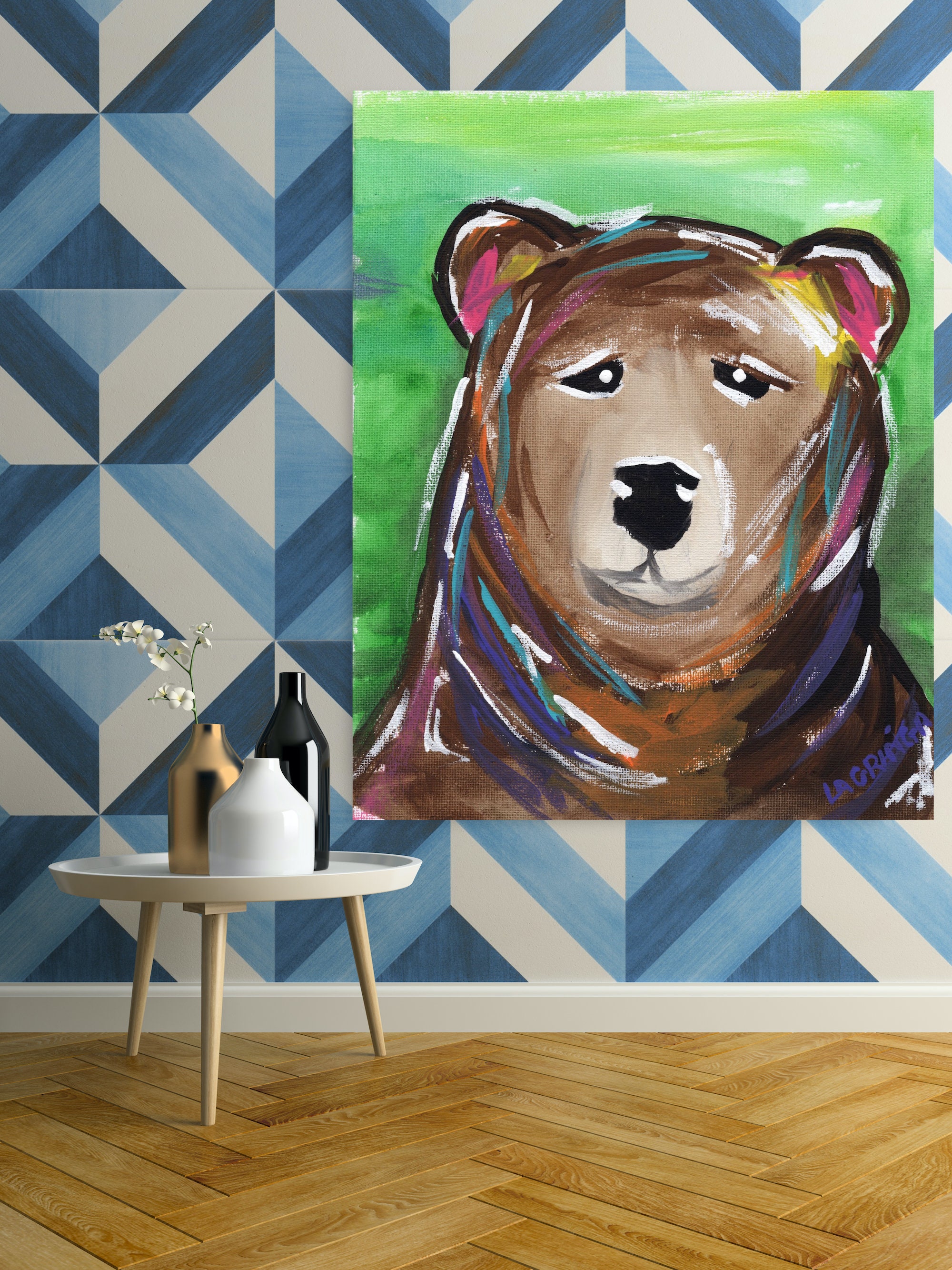 Printable Wall Decor, Digital Download Art Print, Barry the Bear, Cute ...