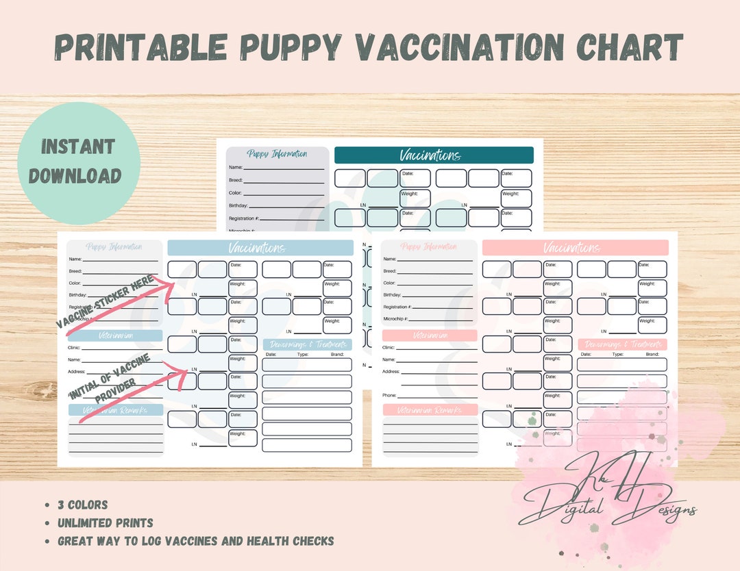 Printable Puppy Vaccination Chart - Etsy
