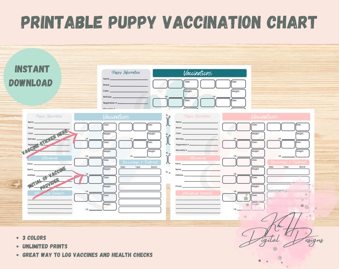 Printable Puppy Vaccination Chart - Etsy