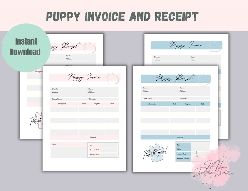 Printable Puppy Buyer and Deposit Log WITH Puppy Invoice and Receipt - Etsy