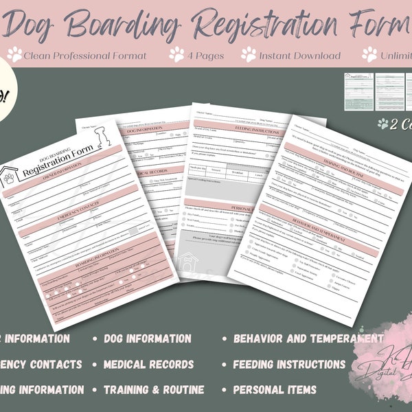 Dog Boarding Printables - Etsy