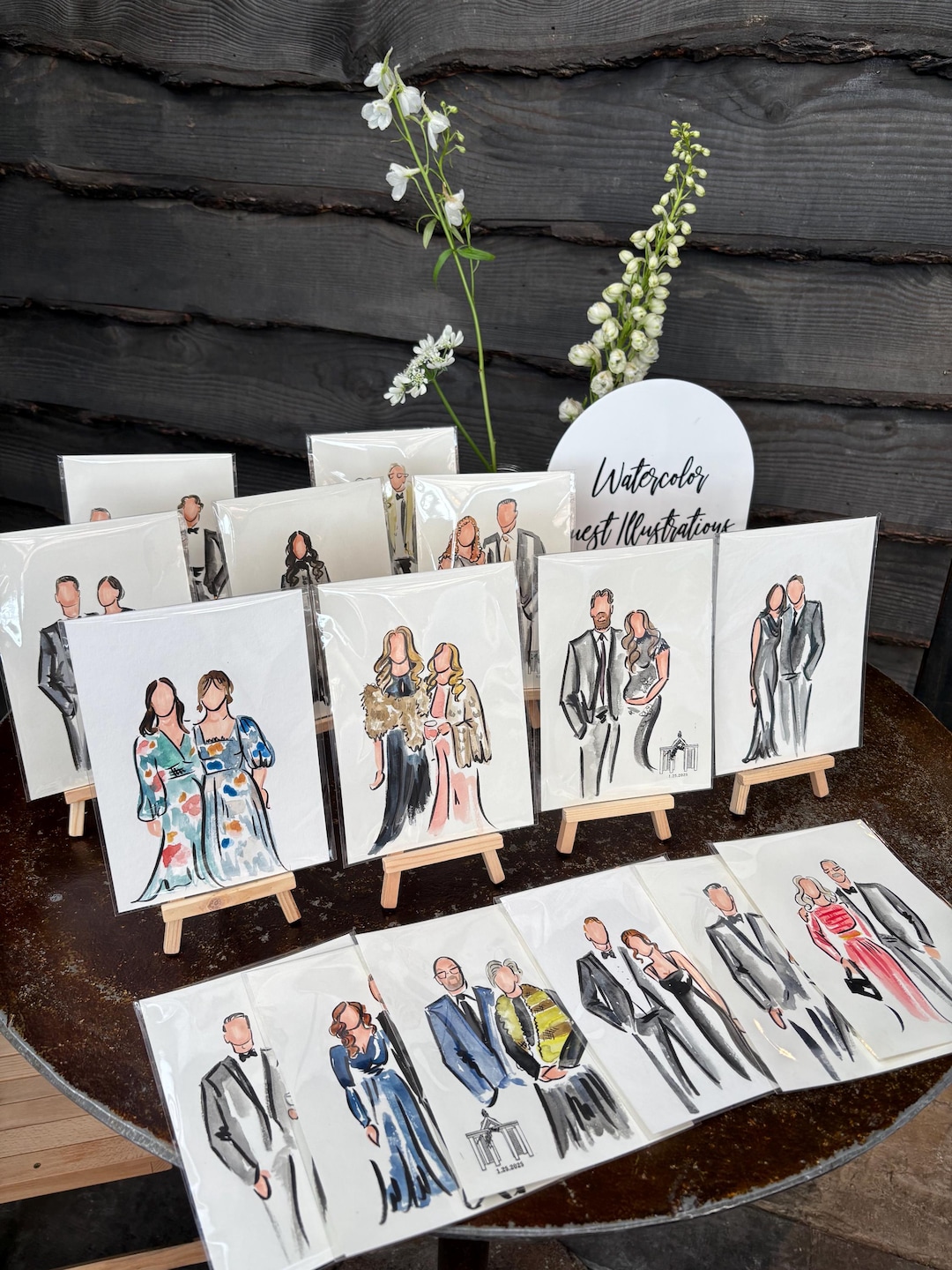 Live Watercolor Guest Portraits, In-studio Completions - 1 Portrait - Etsy