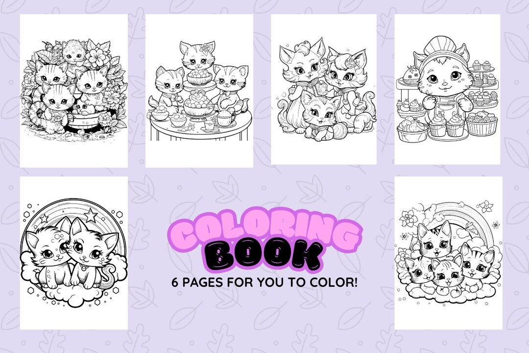 Purr-fectly Adorable: Cat-themed Coloring Book for Kids - Etsy