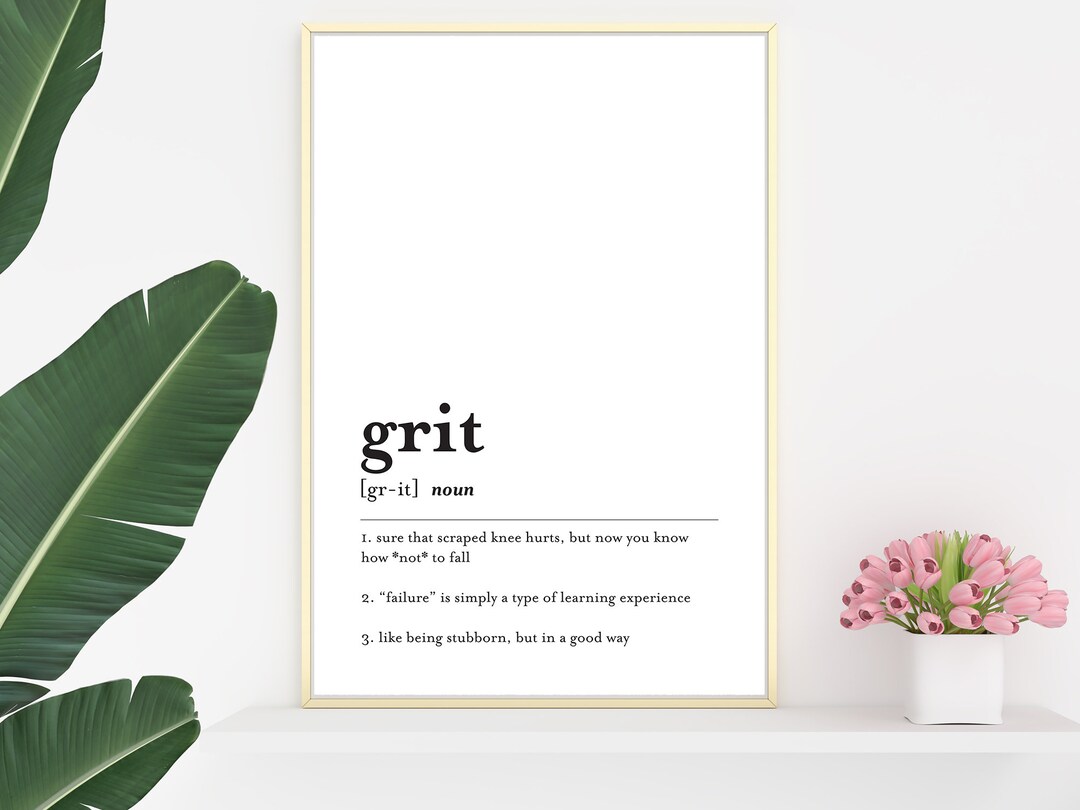Grit Poster, Grit Definition, Grit Printable, Grit Wall Art, Definition ...