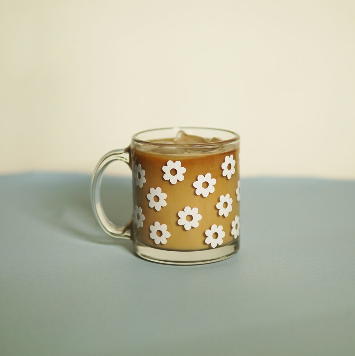 Clear Glass Mug With Flowers - Etsy