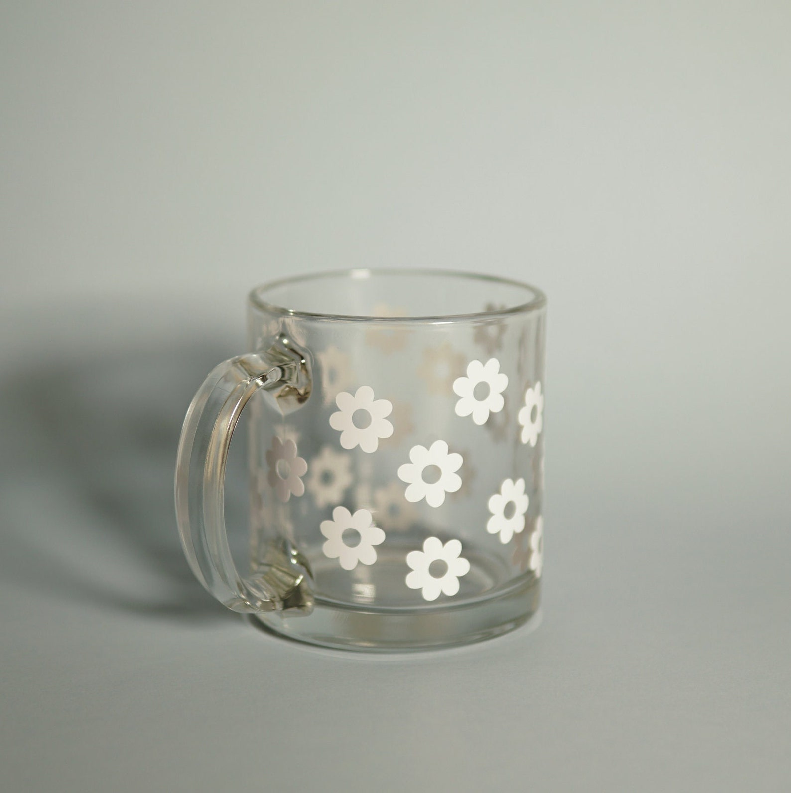 Clear Glass Mug With Flowers - Etsy