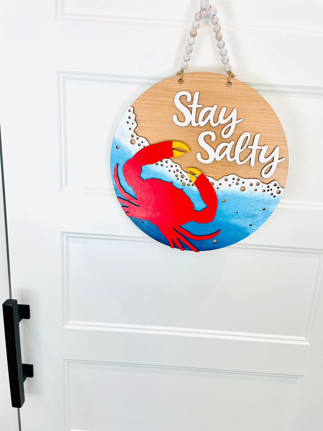 Beach Door Hanger Stay Salty Sign Wood Wreath Patio Decor Home - Etsy
