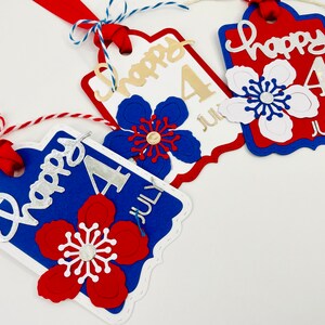 July 4th Gift Tags Party Gift Wrap Bakery Packaging Candy Bag Ties Red ...