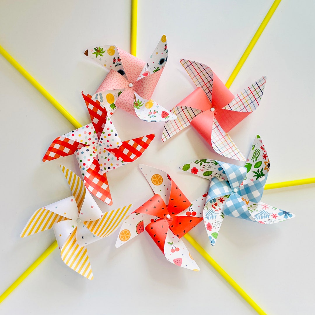 Summer Birthday Party Decor Pinwheels Cupcake Toppers Shower ...