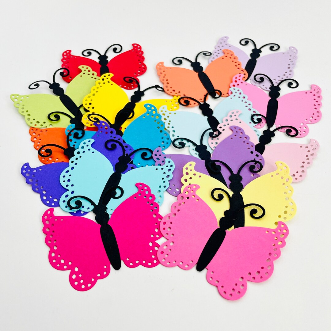 Butterfly Cupcake Toppers Clips or Die Cuts Handmade Embellishment ...