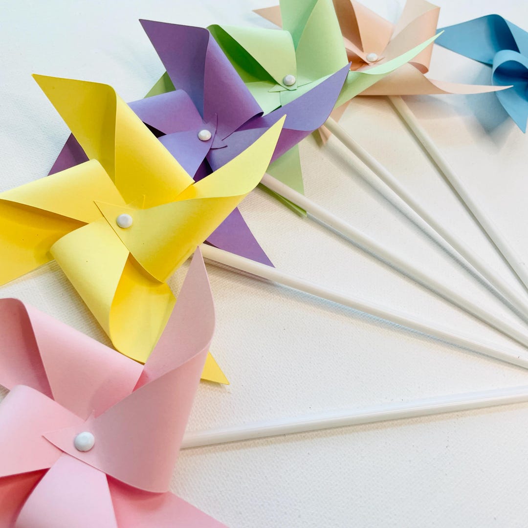 Cupcake Toppers Pastel Pinwheels Birthday Favors Party Decoration Baby ...