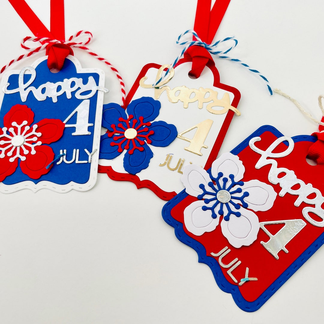 July 4th Gift Tags Party Gift Wrap Bakery Packaging Candy Bag Ties Red ...