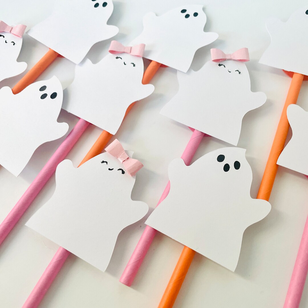 Halloween Cupcake Toppers Ghost Party Decor Favors Cake Decorating ...