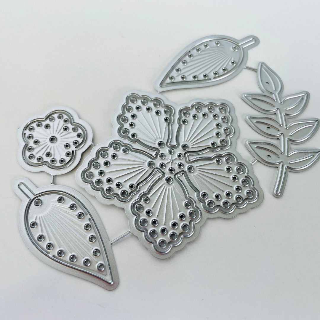 Stitched Flower Dies, Embroidery, Metal Die Cutting Set, Flower Die ...