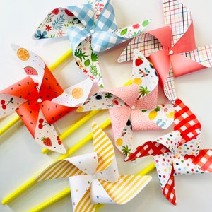 Summer Birthday Party Decor Pinwheels Cupcake Toppers Shower ...