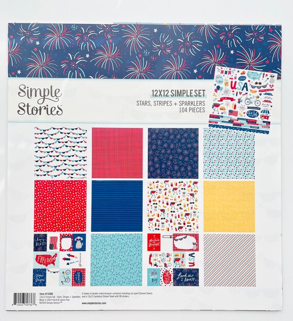 Scrapbooking Kit Scrapbook Paper Simple Stories Stars Stripes Sparklers ...