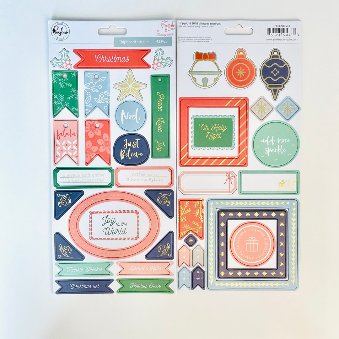 Chipboard Stickers, Pinkfresh Studio Holiday Vibes, Christmas ...