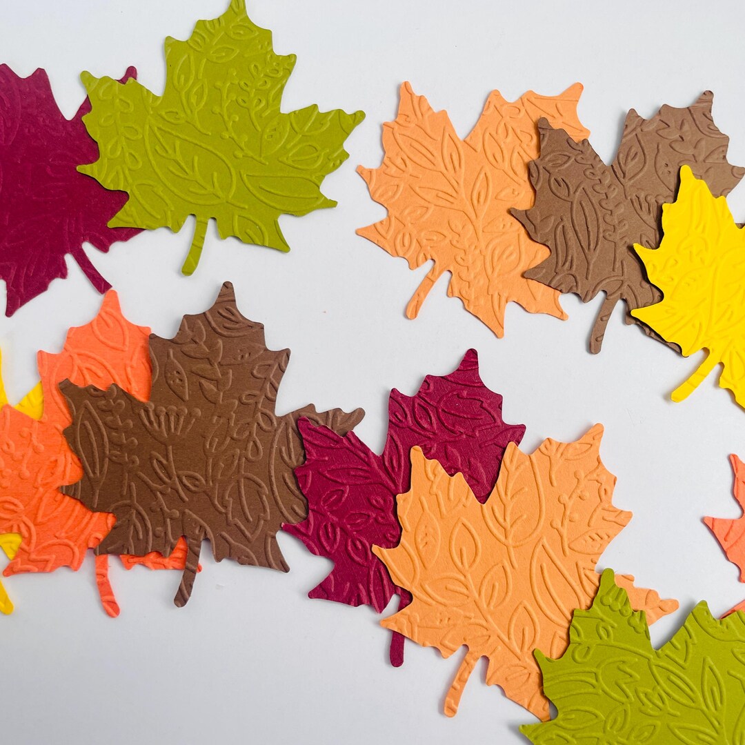 Handmade Fall Die Cuts 12 Embossed Leaves Thanksgiving Table Decor ...